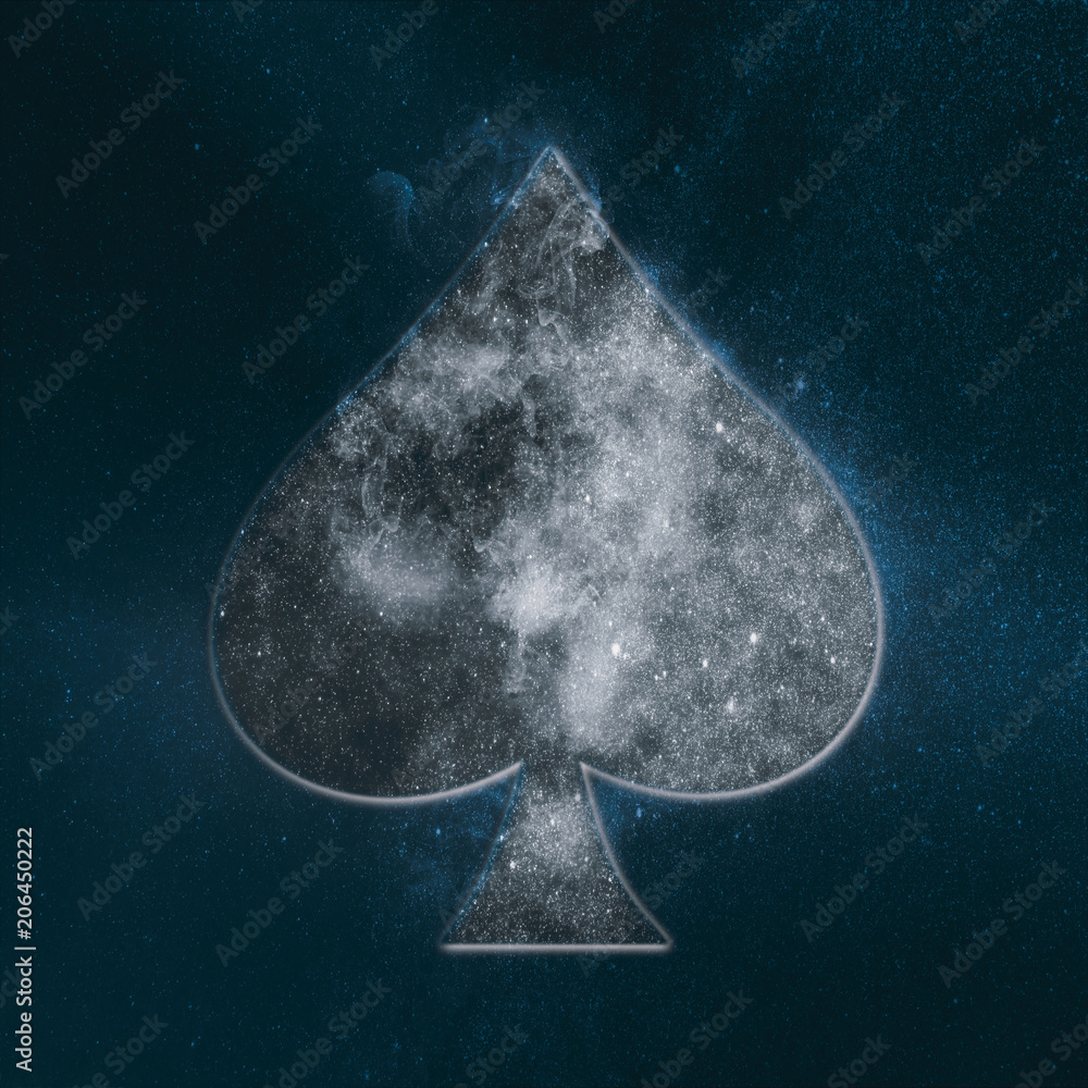Spade symbol. Playing card. Abstract night sky background Stock ...
