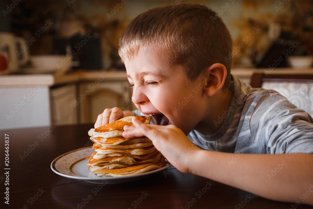 Child Eating Pancakes