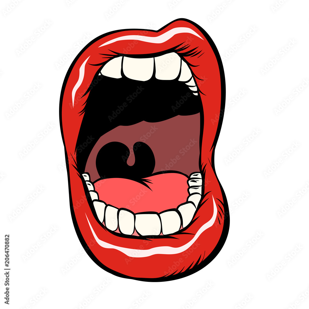 open mouth with teeth isolate on white background Stock Vector | Adobe ...