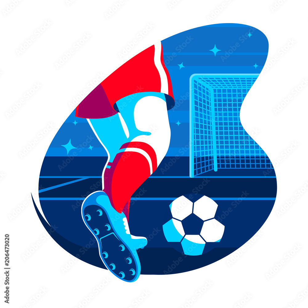 Legs of soccer player with ball flat illustration. Football player ...