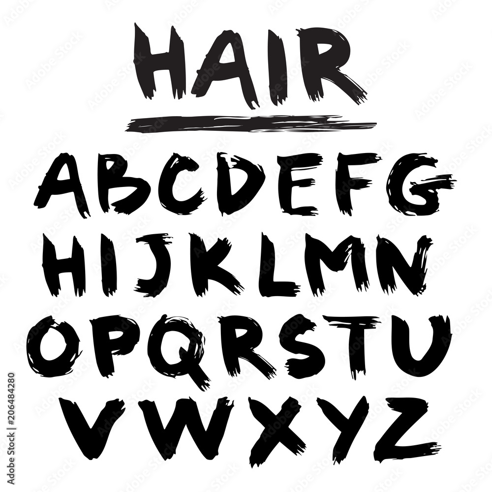 ABC hand drawn font. Modern brush lettering. Calligraphy alphabet on a ...