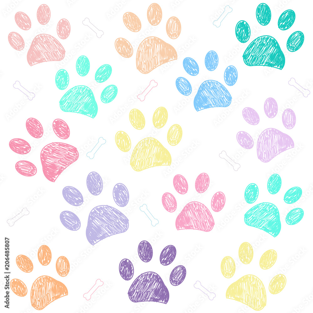 Rainbow colorful colored paw print background Stock Illustration ...