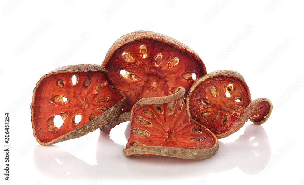 Bale Fruit dried tee. Isolated on white. Bale fruit is tropical fruit ...