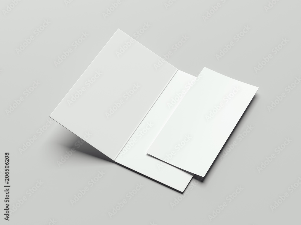 White isolated leaflet and paper sheet, 3d rendering Stock Illustration ...