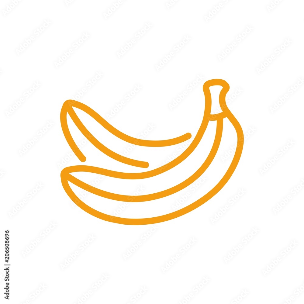 Yellow banana icon vector. Line color fruit symbol isolated. Trendy ...