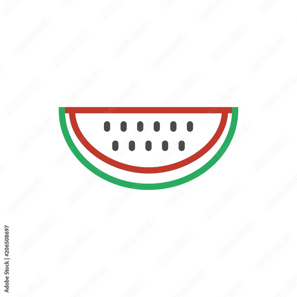 Watermelon red icon vector. Outline color fresh food, line watermelon ...