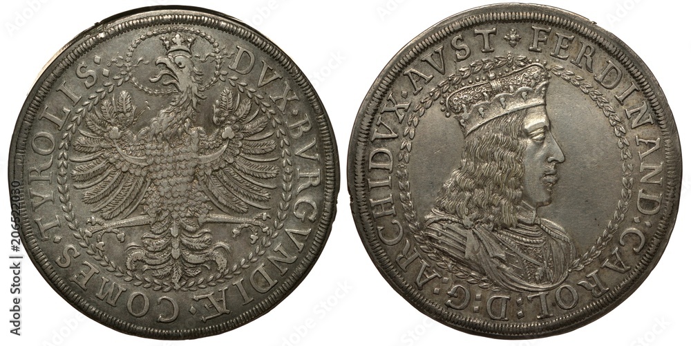 Holy Roman Empire of the German Nation silver coin 2 two talers 1654 ...