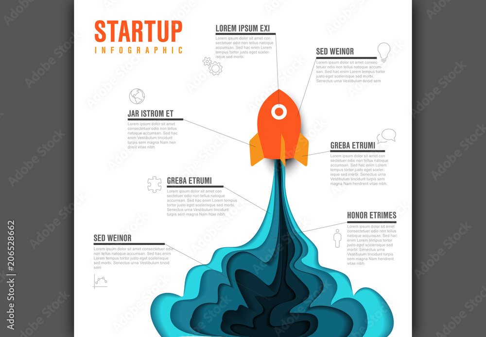 Rocket Ship Infographic Layout Stock Template | Adobe Stock