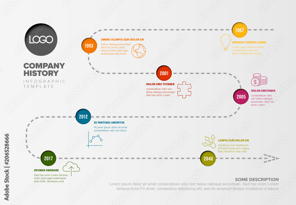 Dashed Line Timeline Infographic Layout Stock Template | Adobe Stock