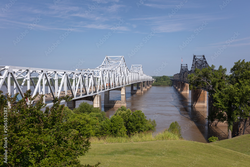 Vicksburg and Old Vicksburg Bridges Spanning the Mississippi River between Mississippi and ...