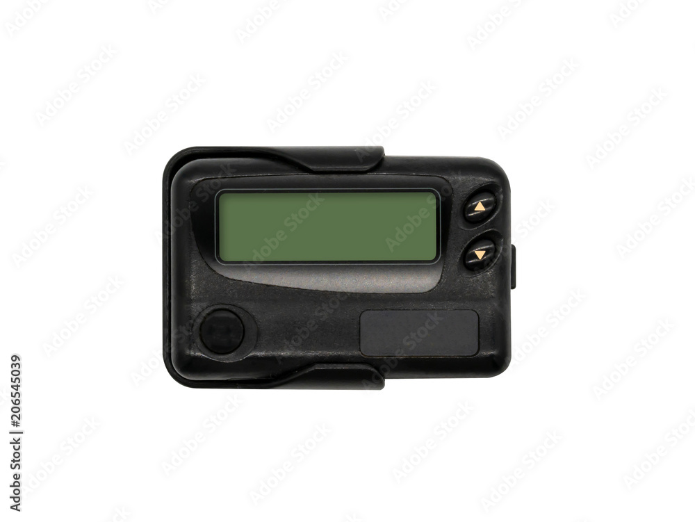 Black pager isolated on the white background. Stock Photo | Adobe Stock
