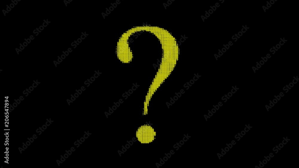 The question mark symbol created with yellow ASCII characters. Heavy ...