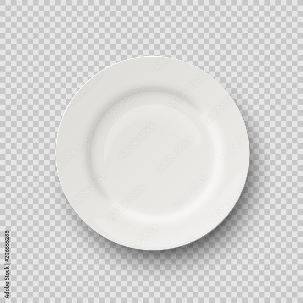Vector realistic porcelain plate isolated on transparent background ...