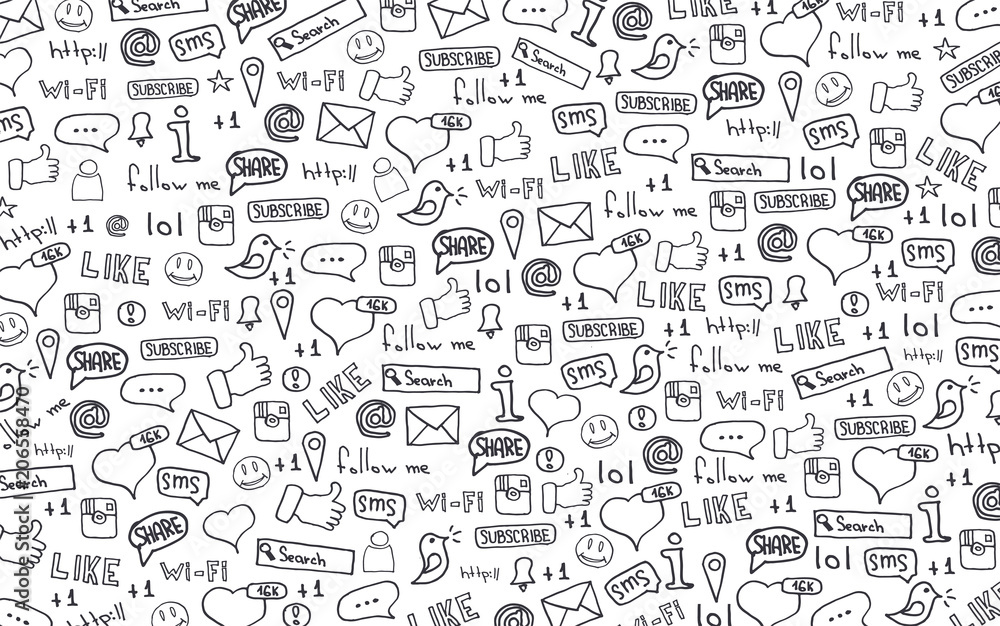 Social Media banners with hand draw doodle background. Vector ...