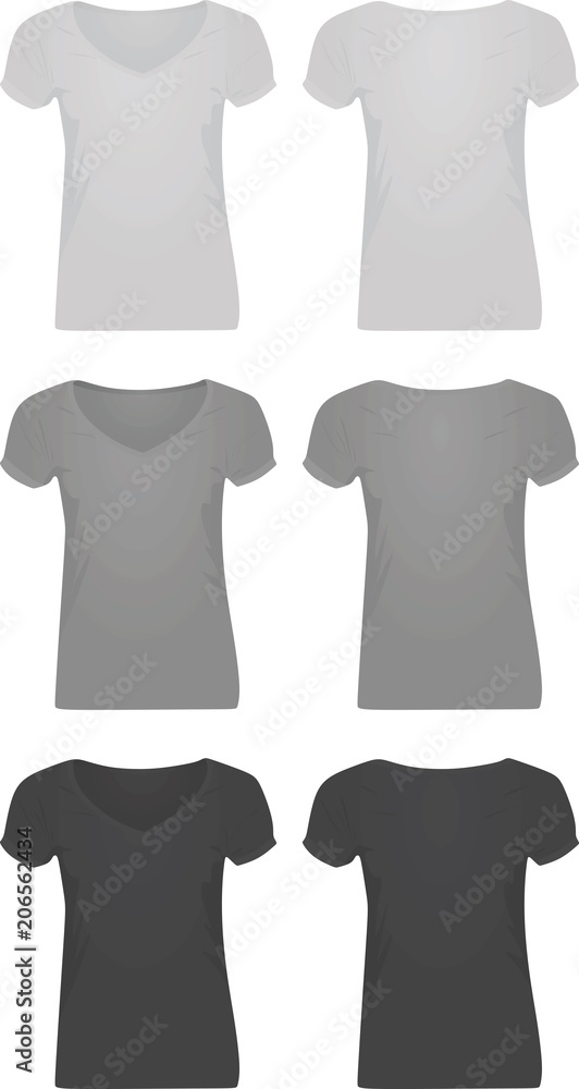 Grey woman v neck. vector illustration Stock Vector | Adobe Stock