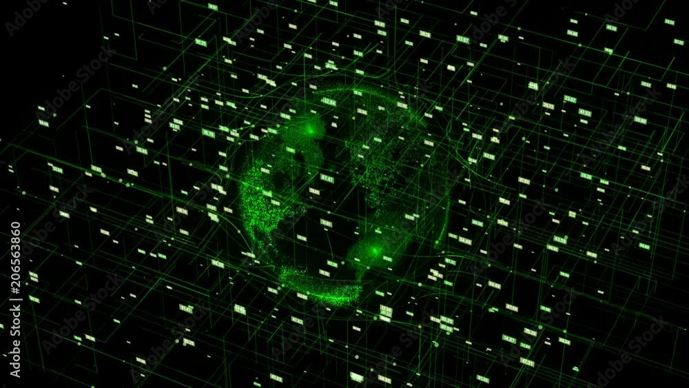 Big data visualization with digital Earth. HUD grid corners motion ...