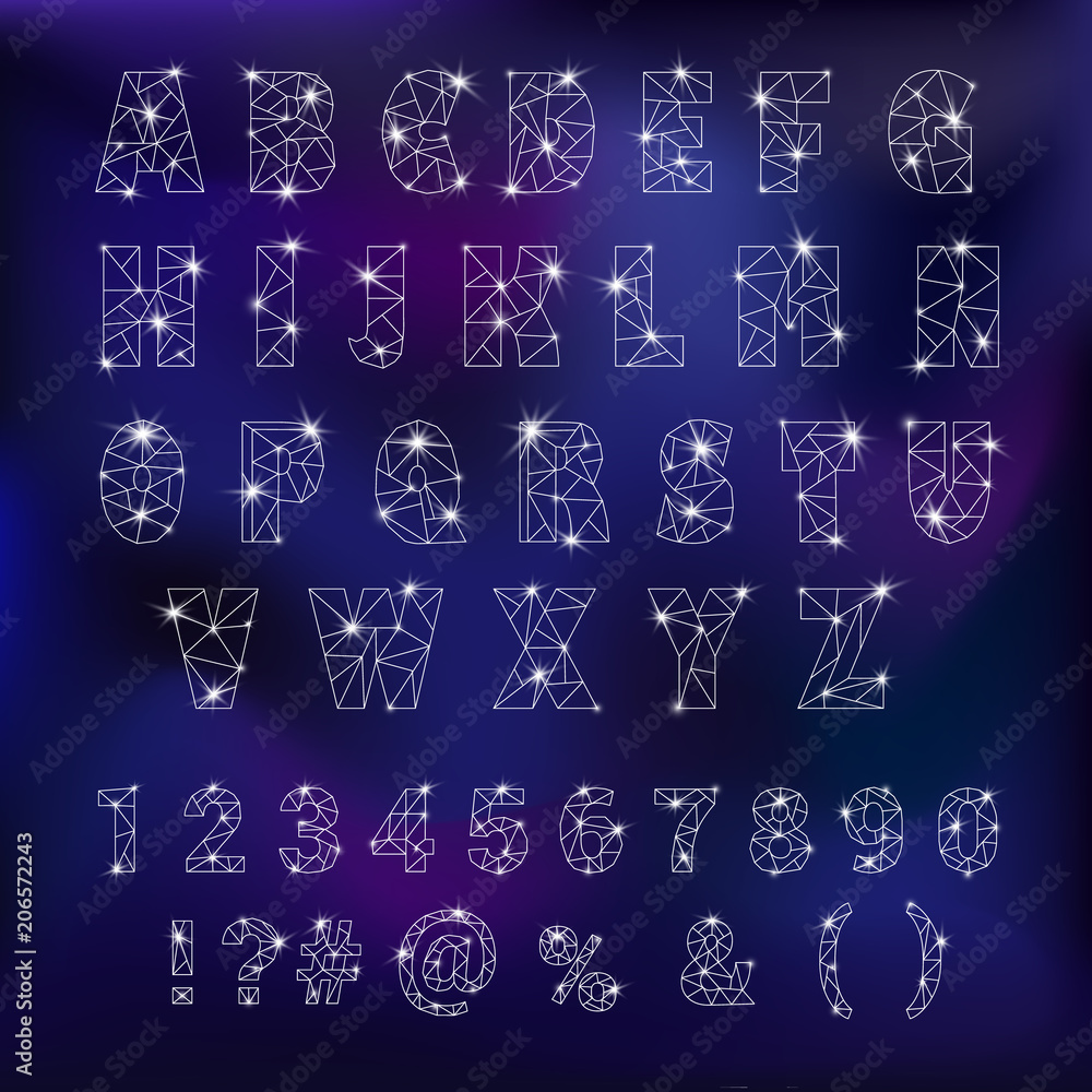 Alphabet ABC vector alphabetical font constellation with letters from ...