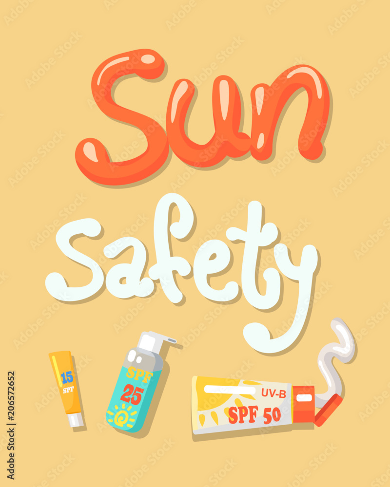 Sun Safety Poster Elements Vector Illustration Stock Vector | Adobe Stock