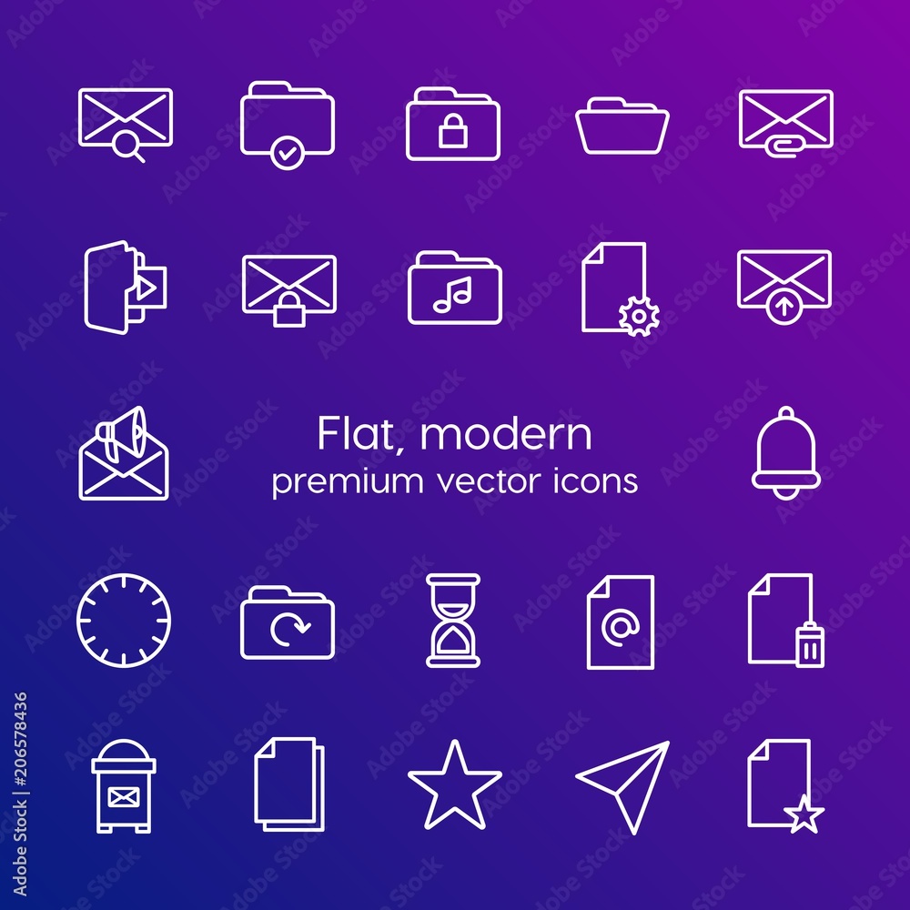 Modern Simple Set of folder, time, files, email Vector outline Icons ...