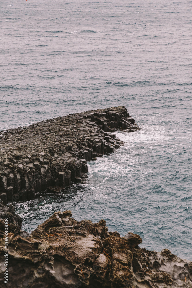 Volcanic Rock Shore at Jusangjeolli. Jeju Island, South Korea. The ...
