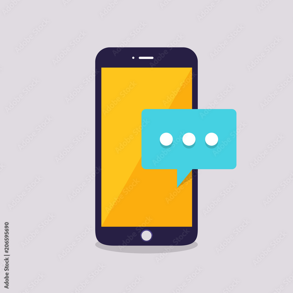 Flat design concept message and chat. Present by icon text message ...