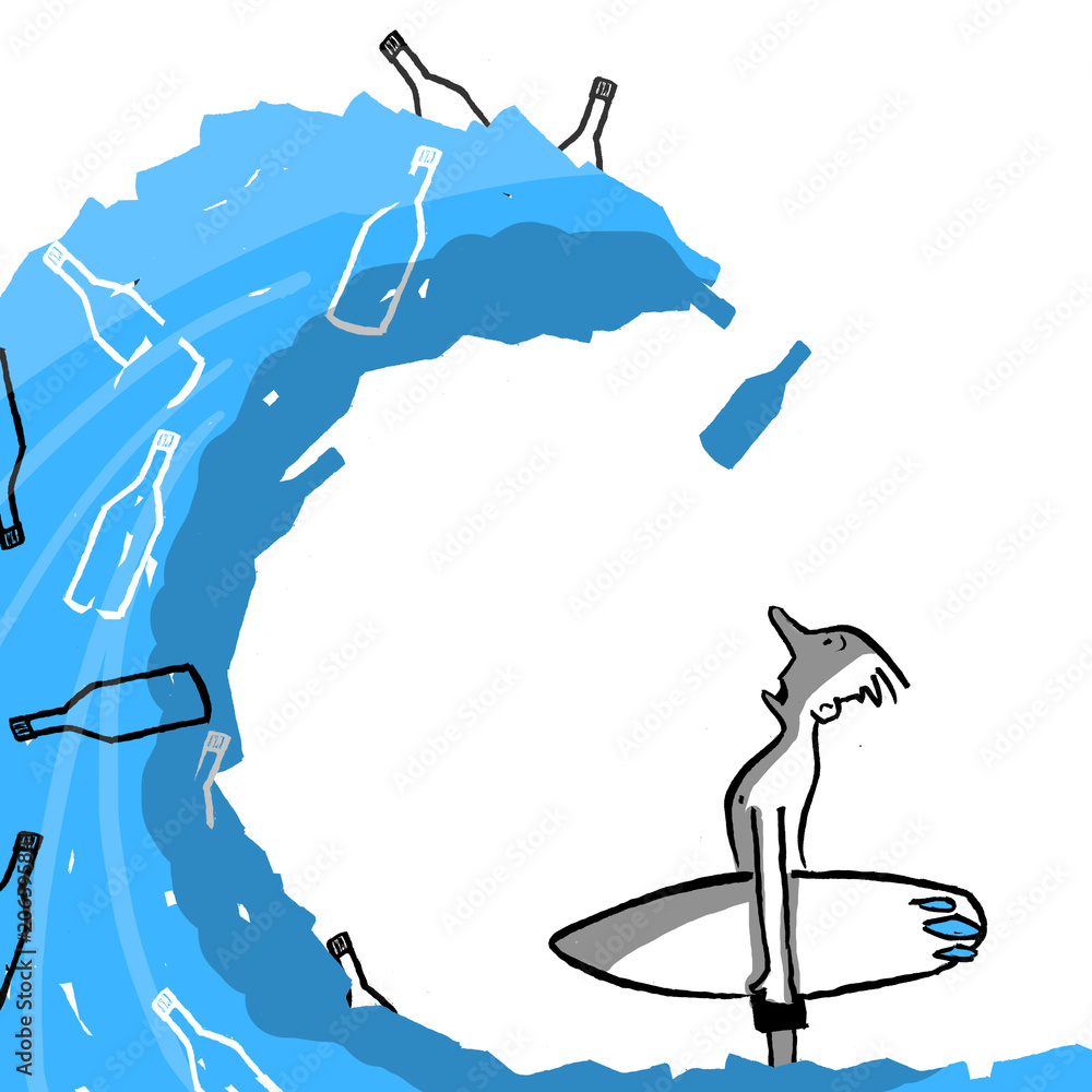 Marine Pollution Illustration Stock Illustration | Adobe Stock