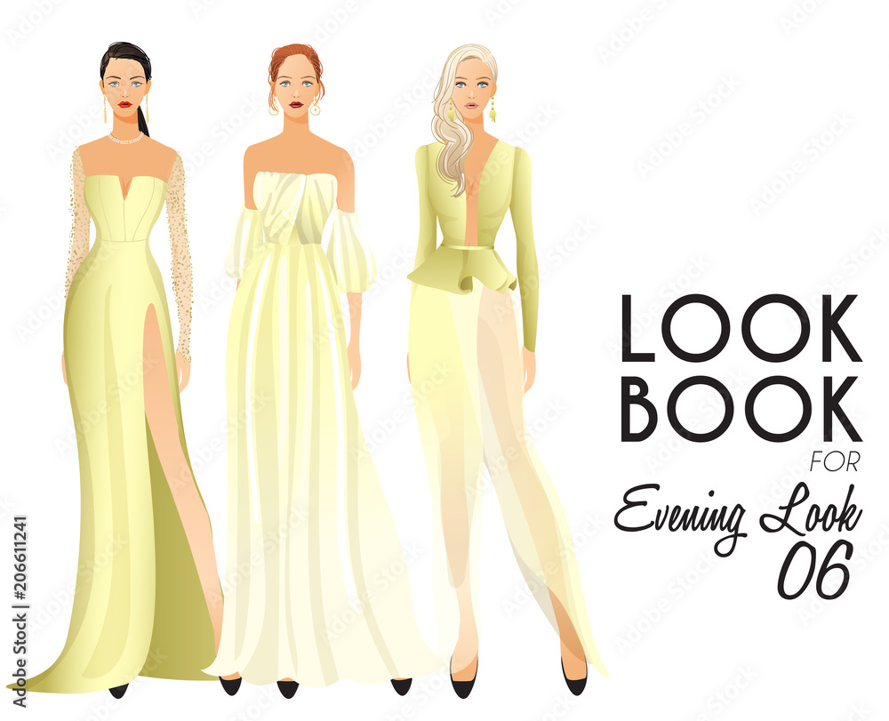 Body Template with Outfits and Accessories for Evening Look : Vector ...