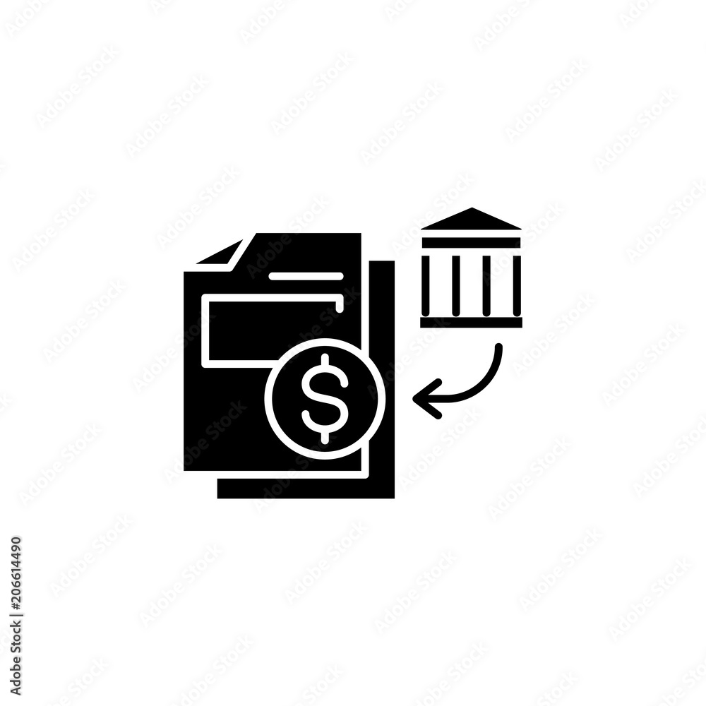 Bank statements black icon concept. Bank statements flat vector symbol ...