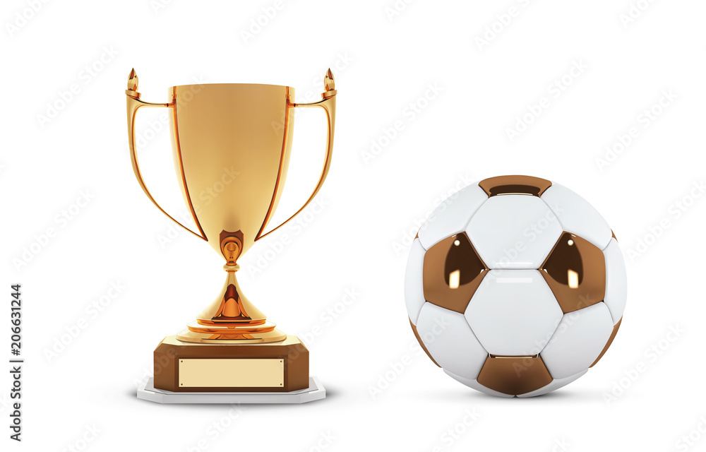 Realistic Golden Trophy Cup With Gold Ball Winner Cup And Football realistic-golden-trophy-cup-with-gold-ball-winner-cup-and-football