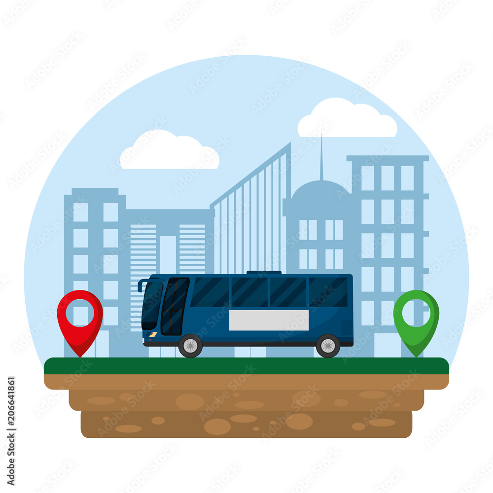 side bus urban transport to building location Stock Vector | Adobe Stock