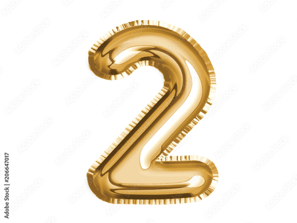 Gold number two air balloon for baby shower celebrate decoration party ...