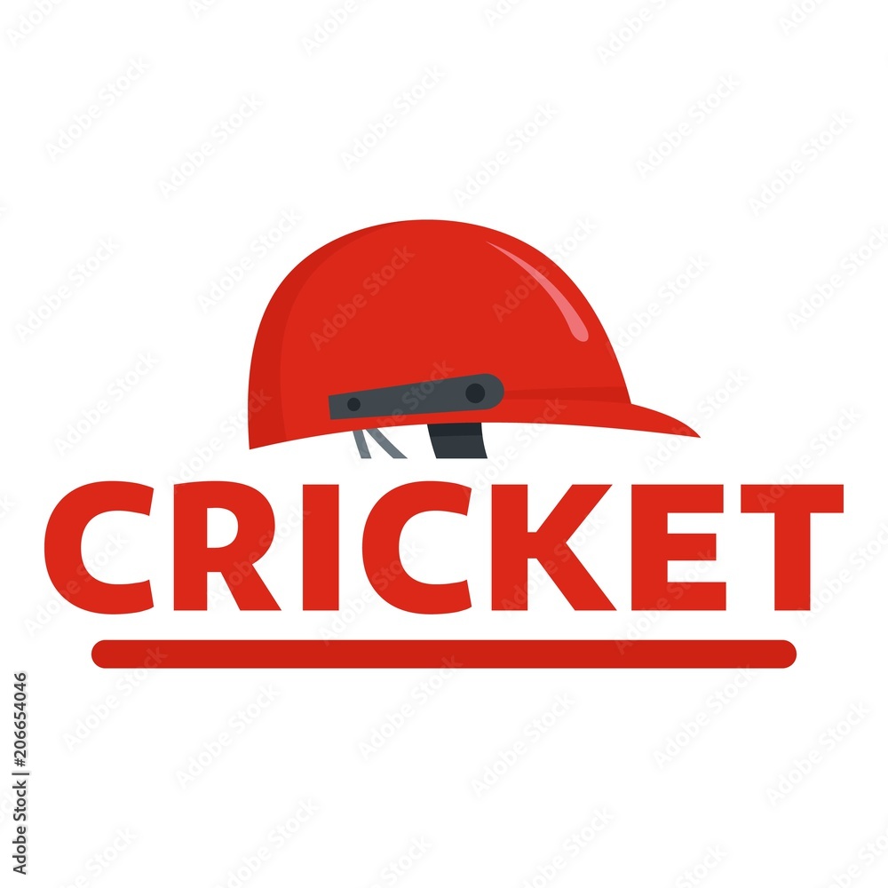 Red cricket helmet logo. Flat illustration of red cricket helmet vector ...