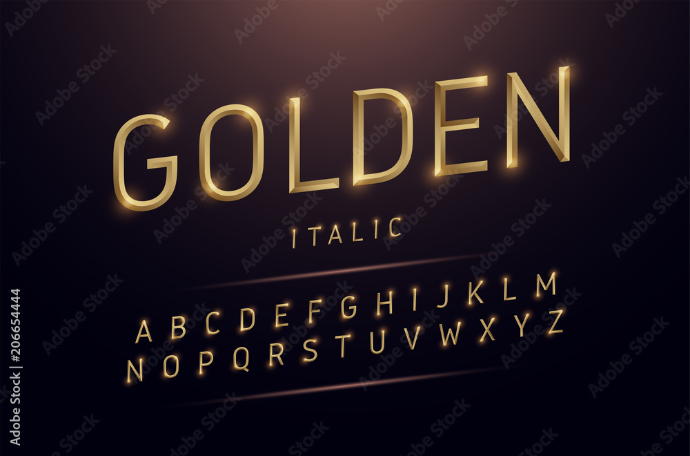 Alphabet gold metallic and effect designs. Exclusive golden letters ...