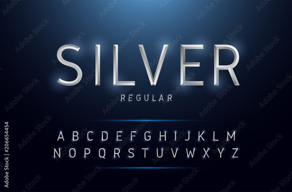 Alphabet silver metallic and effect designs. Exclusive letters ...