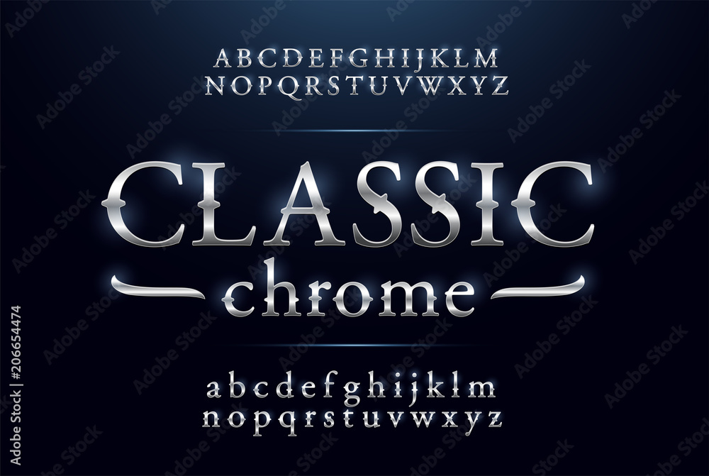 Vetor de Classic alphabet silver metallic and effect designs. Exclusive ...