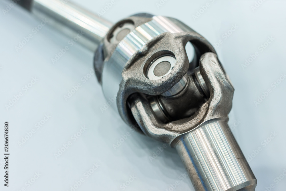 Cardan shaft close-up. Toning in cold industrial colors Stock Photo ...