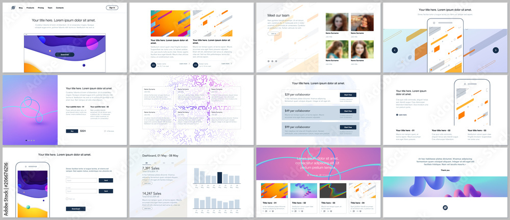 Vector templates for website design, minimal presentations, portfolio ...