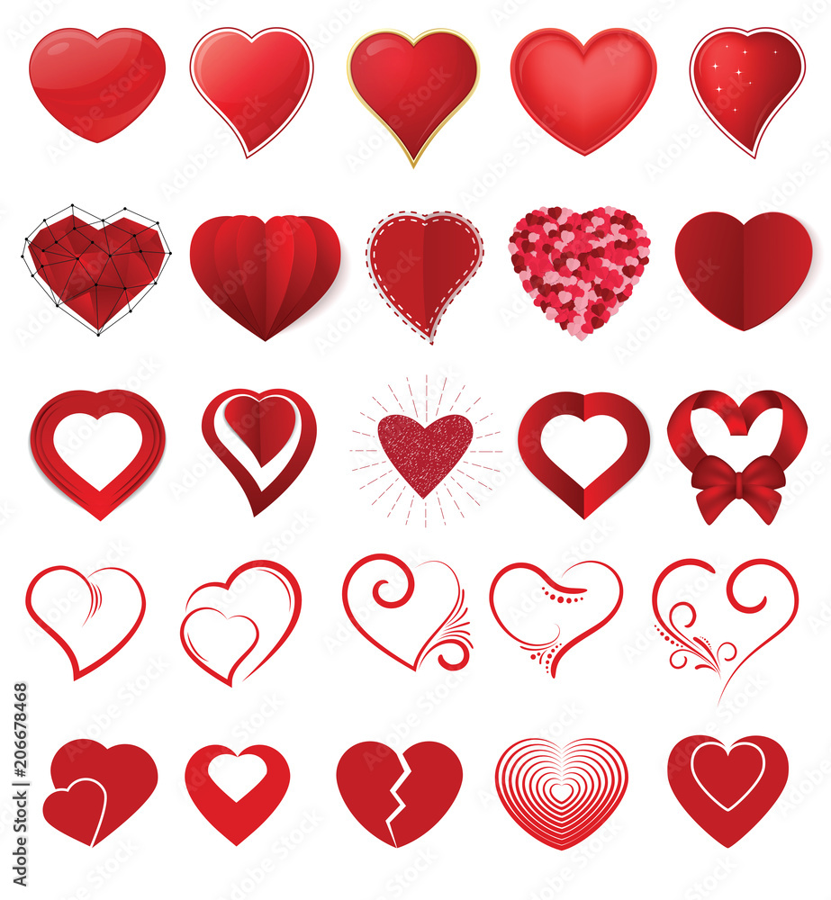 Heart on valentines day in love vector lovely red sign on hearted ...