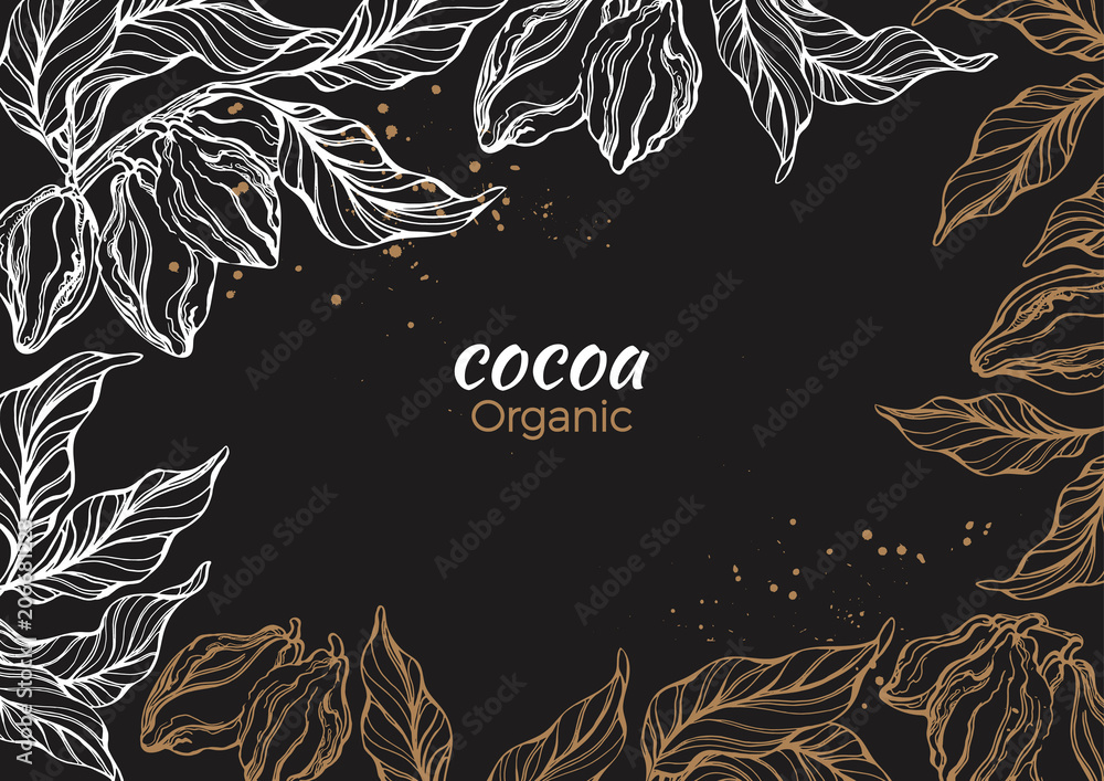 Vector graphic frame of cocoa tree, branch Stock Vector | Adobe Stock