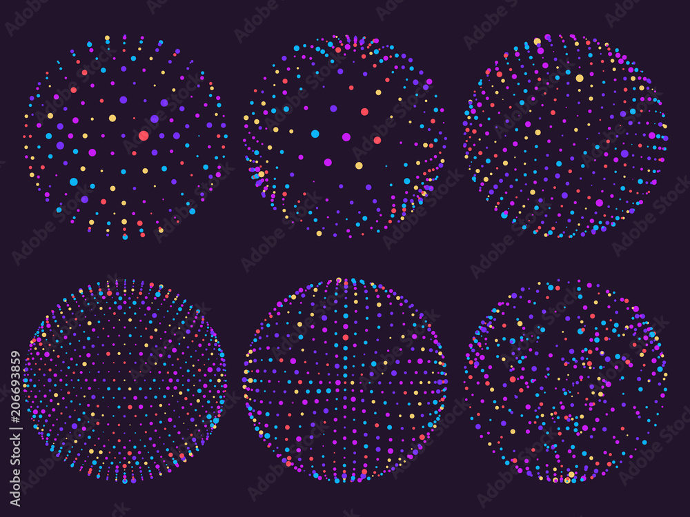 Vecteur Stock Science atom spheres, dots orbs or particles orbit ...