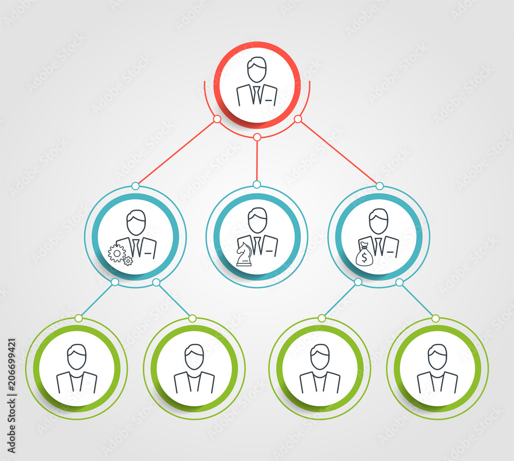 Business hierarchy circle chart infographics. Corporate organizational ...