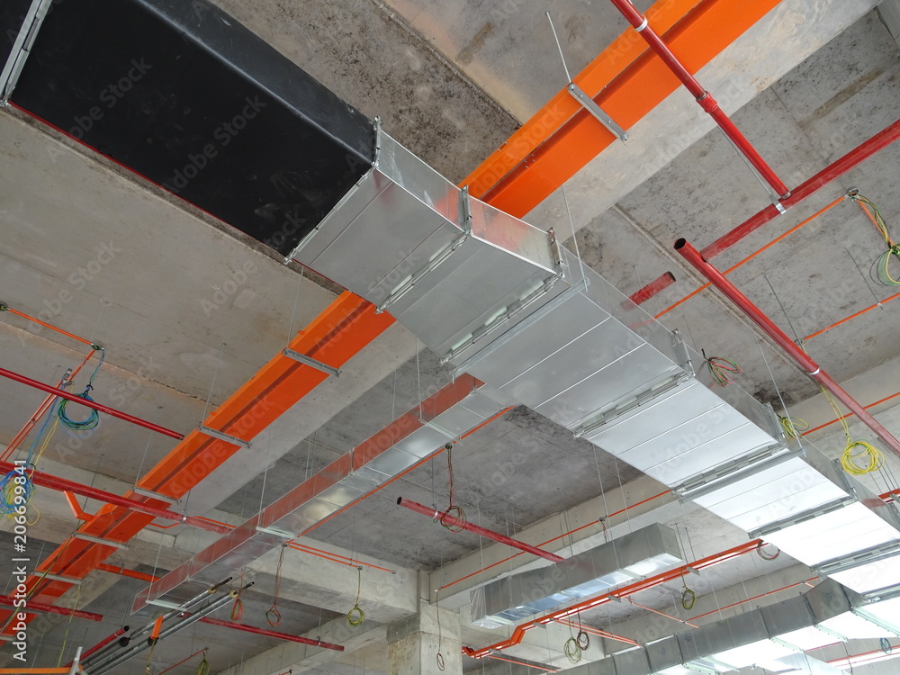 Electrical conduit, cable tray and aircond pipes as part of services ...