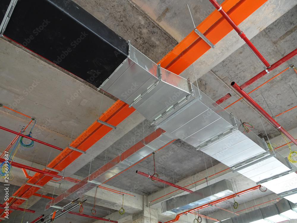 Electrical conduit, cable tray and aircond pipes as part of services ...