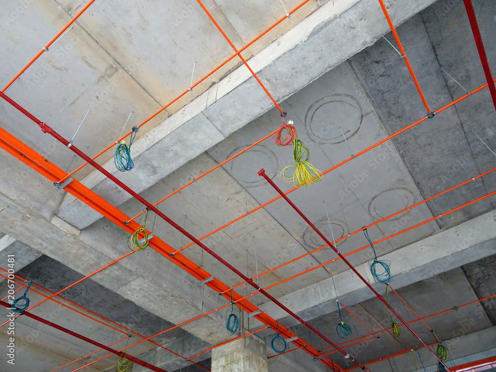 Electrical conduit, cable tray and aircond pipes as part of services ...