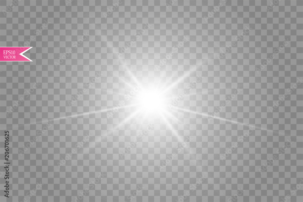 Lens flare effect isolated on transparent background. Golden glow ...