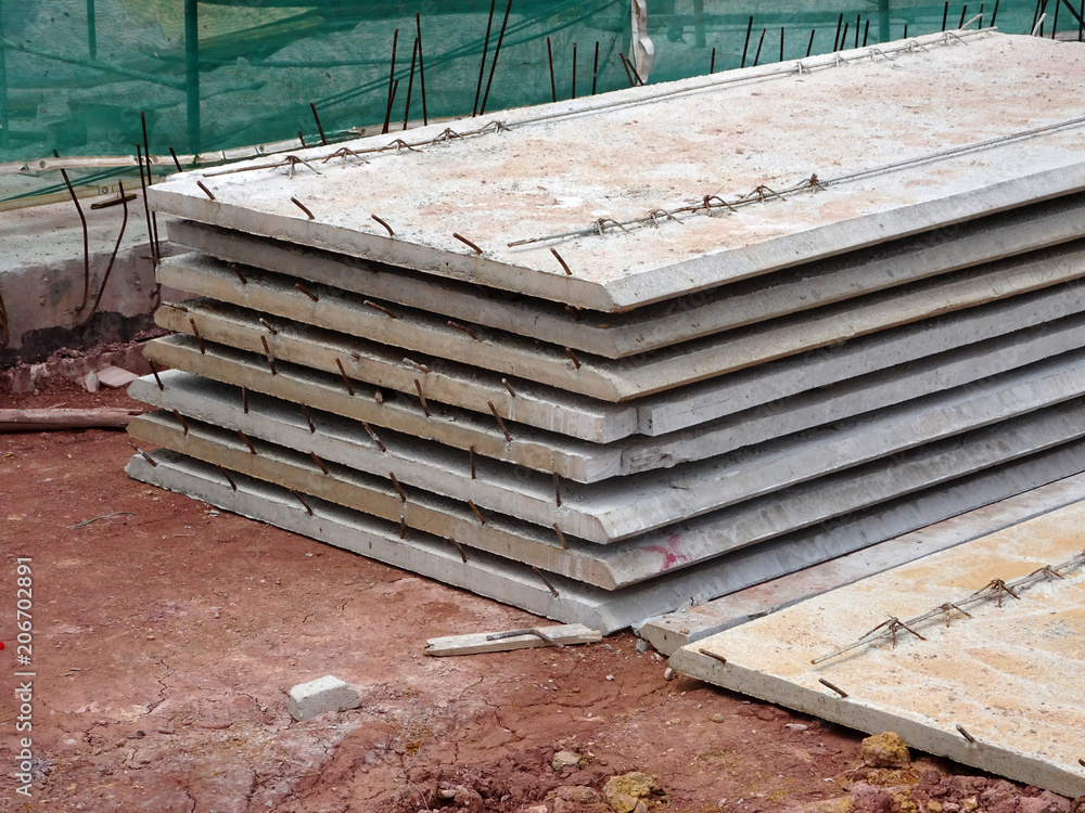 Precast concrete slab fabricated at factory and delivered to site. It ...