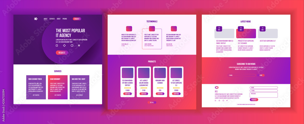 Website Template Vector. Page Business Interface. Landing Web Page ...