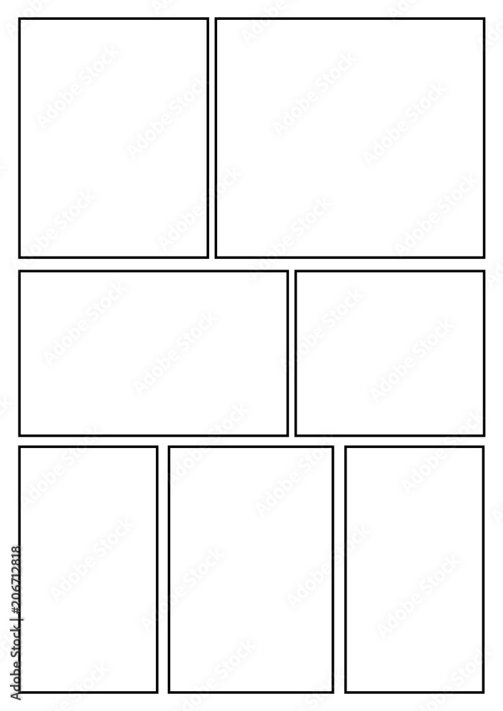 manga storyboard layout template for rapidly create the comic book ...