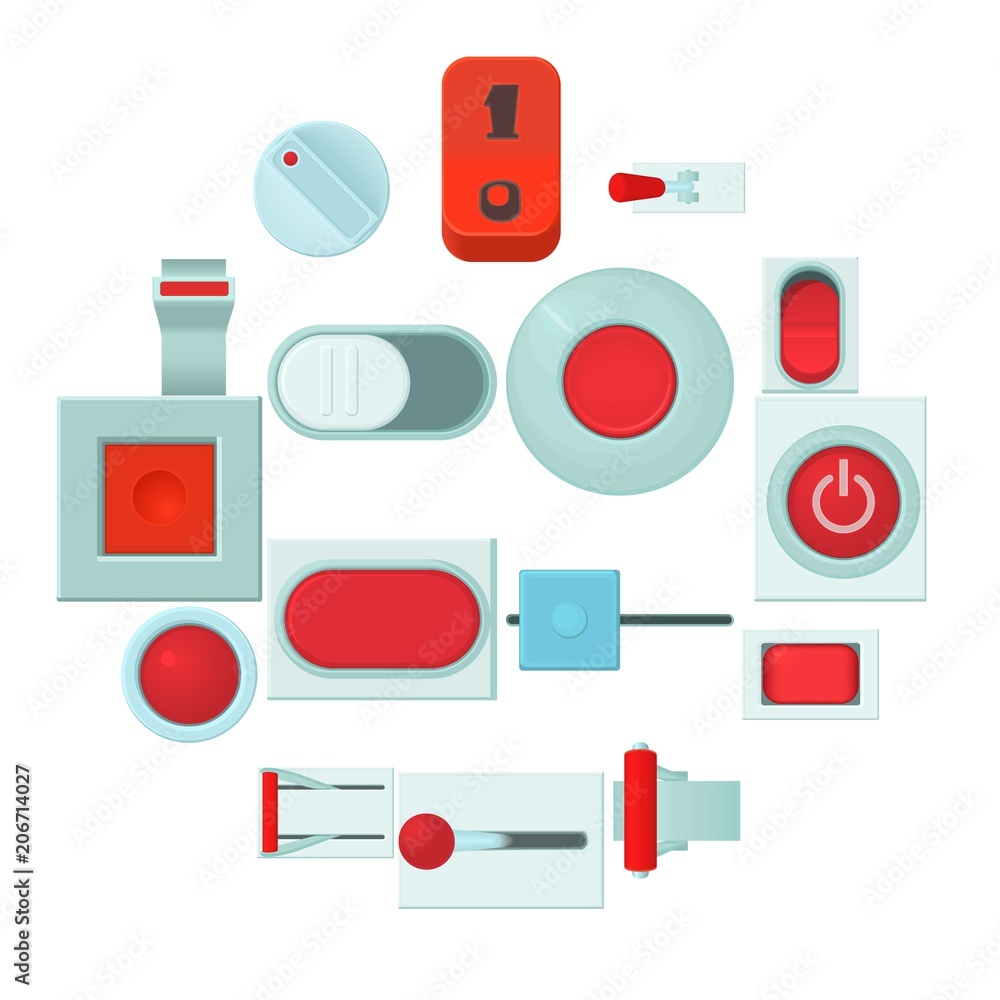 On off switch web buttons icons set. Cartoon illustration of 16 on off ...