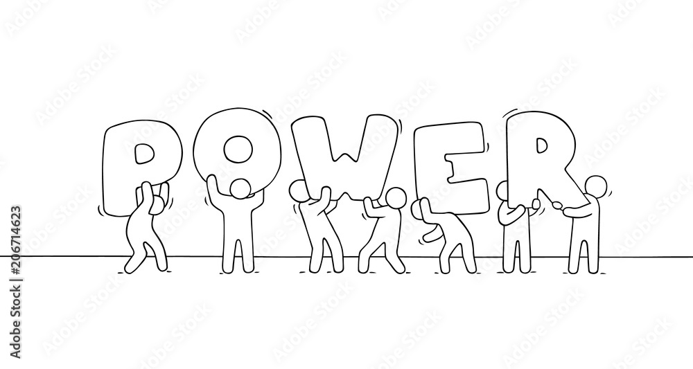 working little people with big word Power. Stock Vector | Adobe Stock
